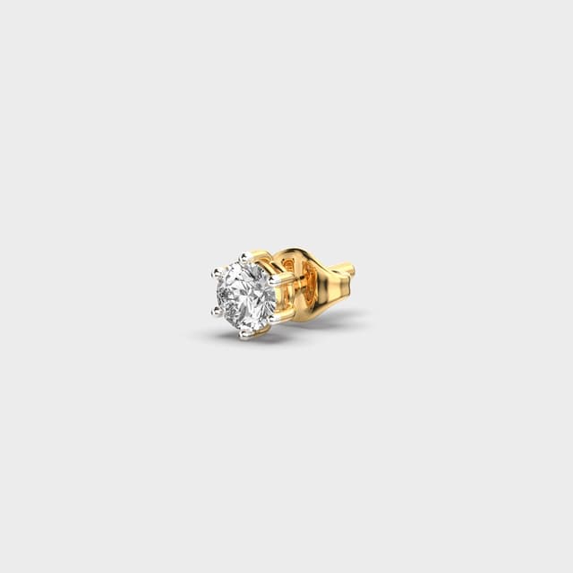 Round Solitaire Diamond Stud For Men