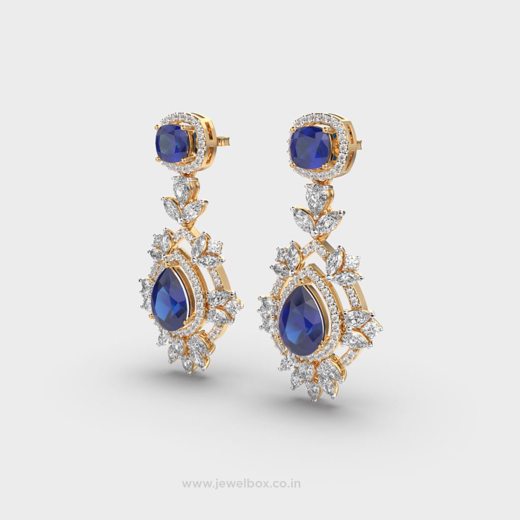 Buy Artemisia Wisdom Blue Stone Diamond Earrings At Jewelbox