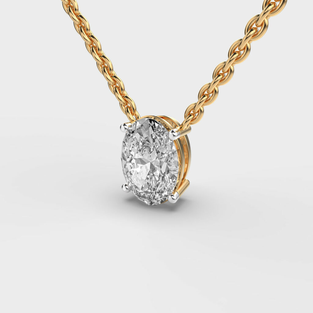 Buy 2 Carat Classic Oval Solitaire Pendant(Without Chain) At Jewelbox