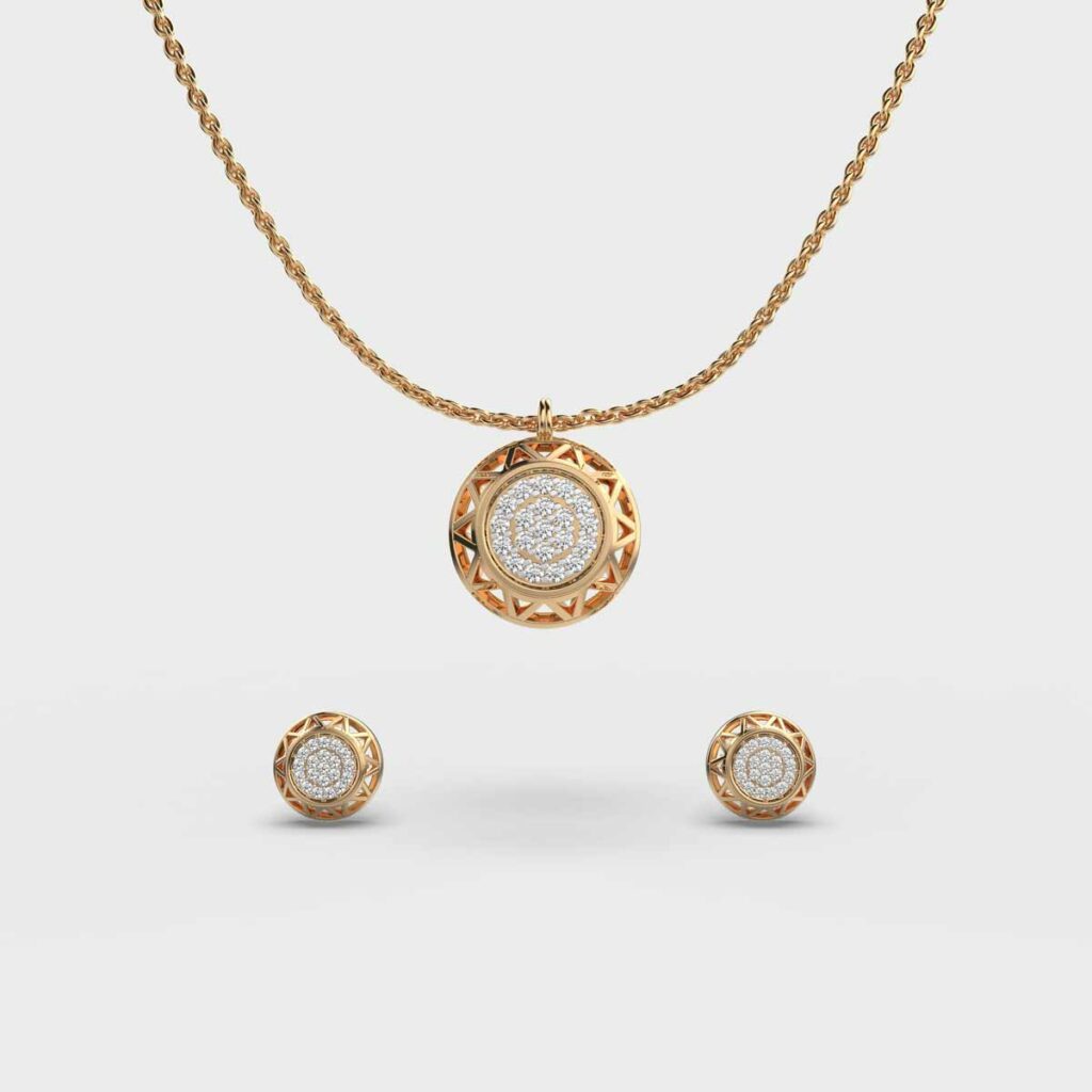Buy Splendid Sun Pendant & Earring Set (Without Chain) At Jewelbox