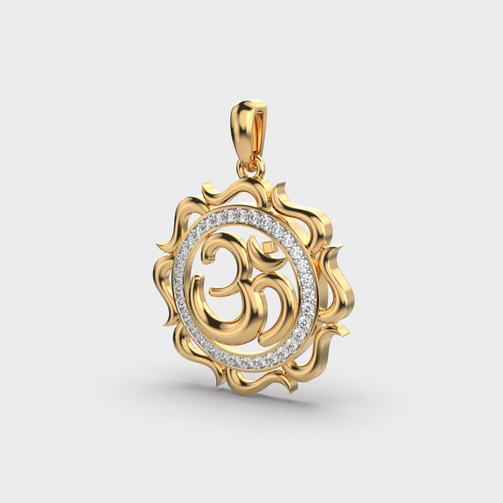 Circular Om Diamond Pendant
