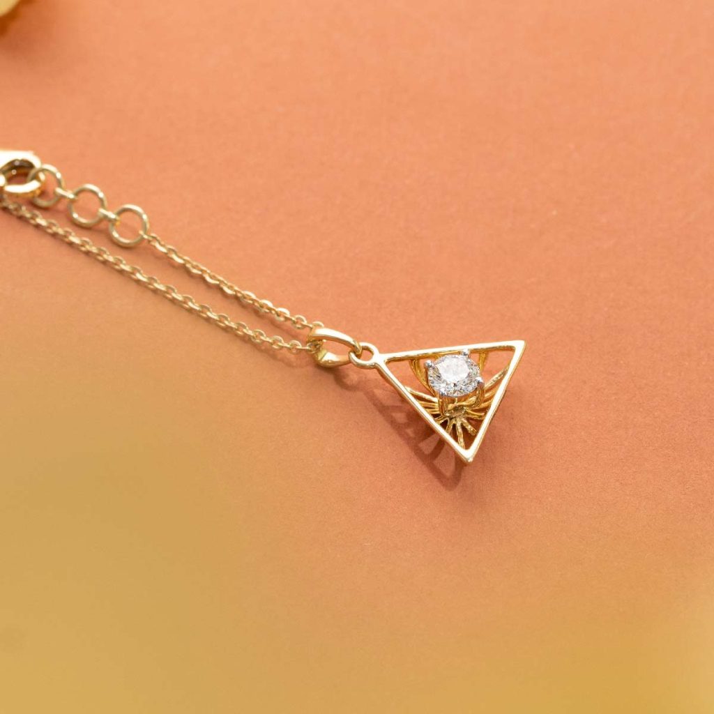 Triangular Sunburst Diamond Pendant â€“ Elegant Gold And Diamond Necklace