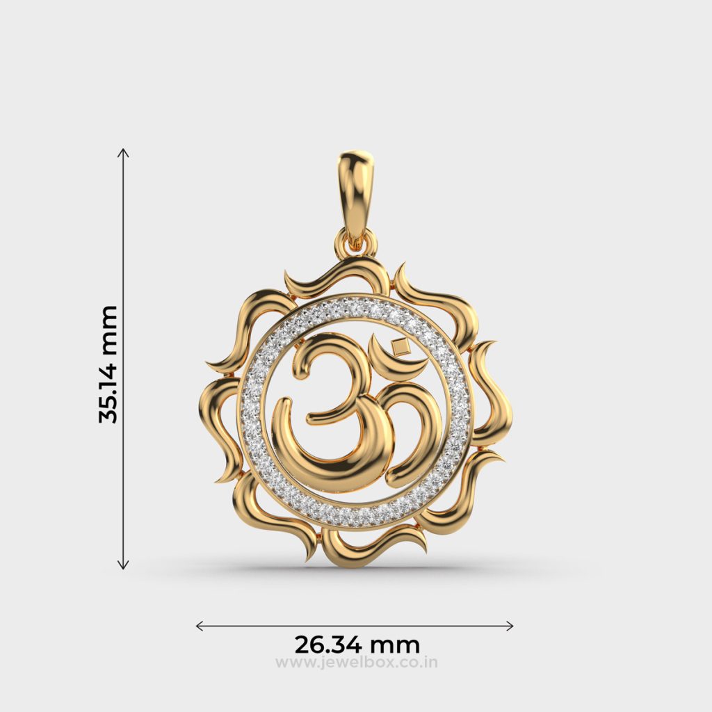 Exquisite Om Diamond Pendant | Spiritual Gold And Diamond Jewellery