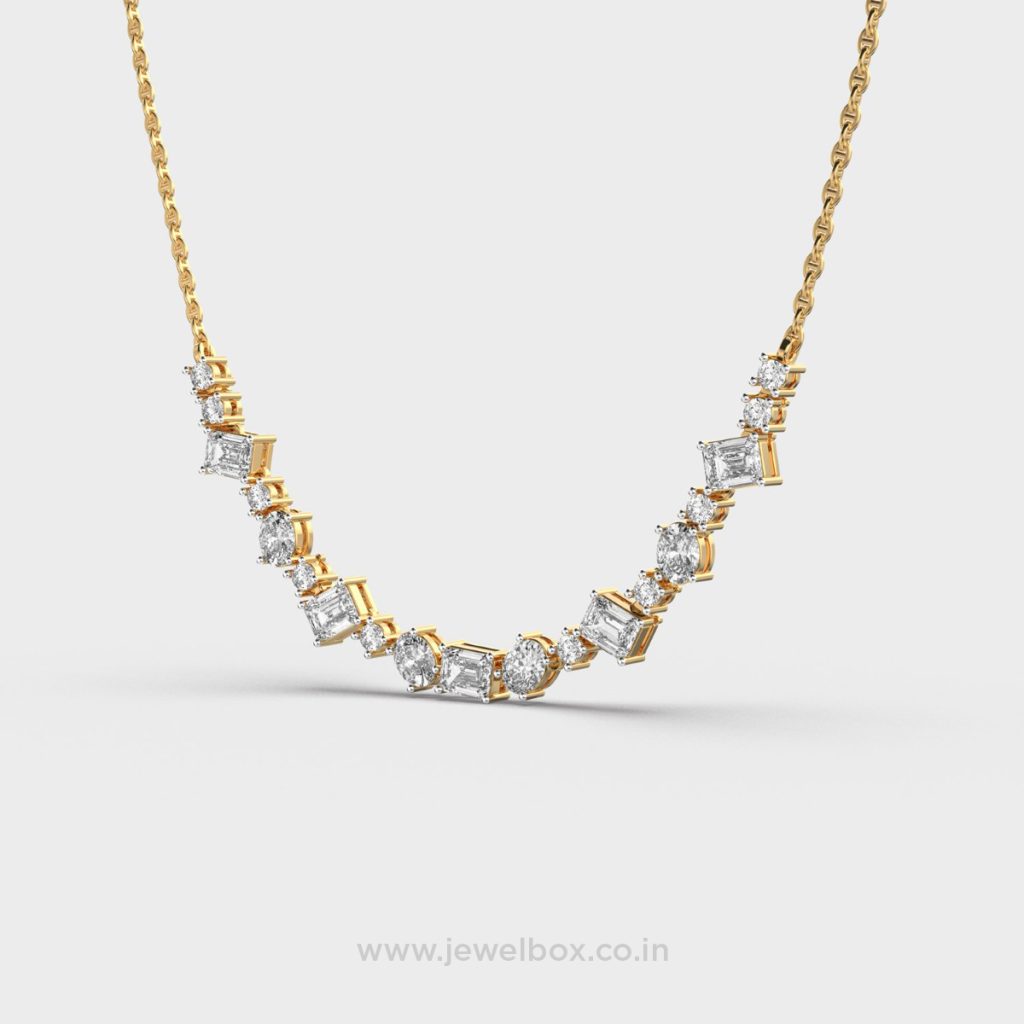 Buy Clustered Baguette Diamond String Necklace At Jewelbox